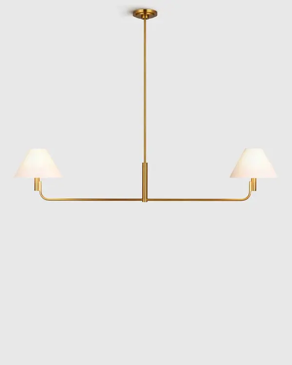 Quince Contemporary Steel Chandelier With Linen Shades - Brass