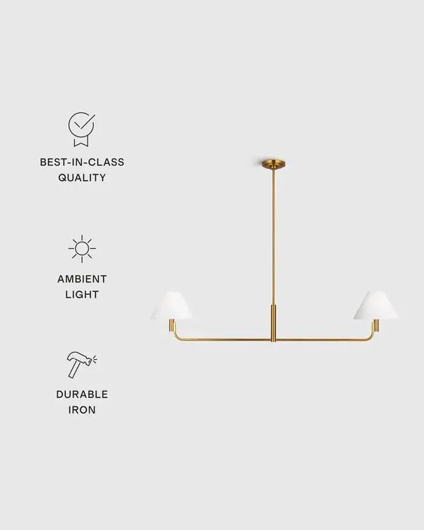 Quince Contemporary Steel Chandelier With Linen Shades - Brass