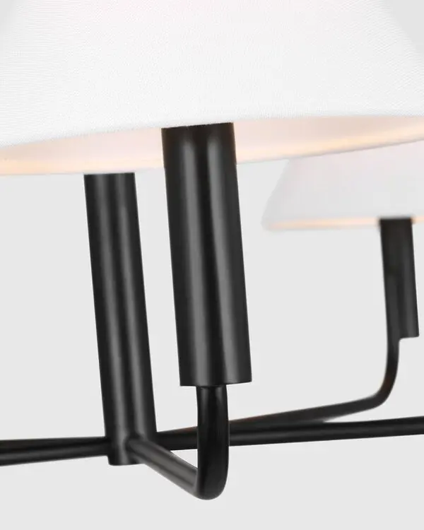 Quince Contemporary Steel Chandelier With Linen Shades - Black