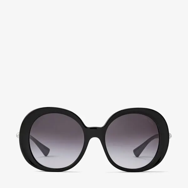 JIMMY CHOO Adela Acetate Round Sunglasses With Gradient Grey Lenses