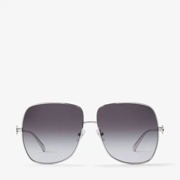 JIMMY CHOO Rive Metal Square Sunglasses With Gradient Grey Lenses