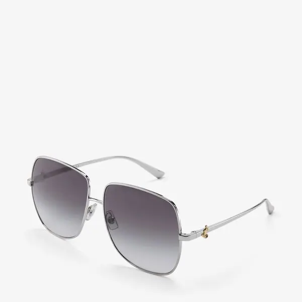 JIMMY CHOO Rive Metal Square Sunglasses With Gradient Grey Lenses