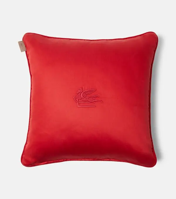 Etro Pegaso Paisley Cotton Cushion - Red