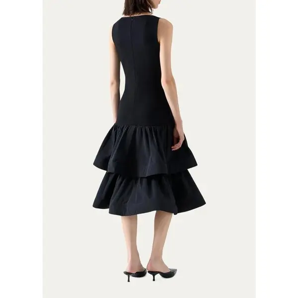 Akris Tiered Drop-waist Midi Dress