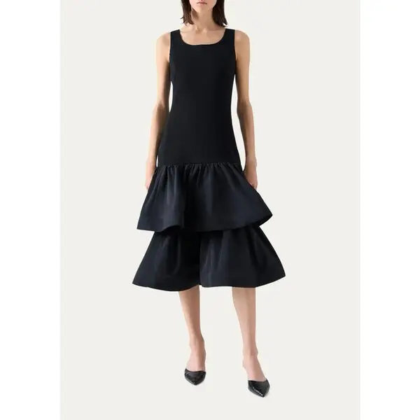 Akris Tiered Drop-waist Midi Dress