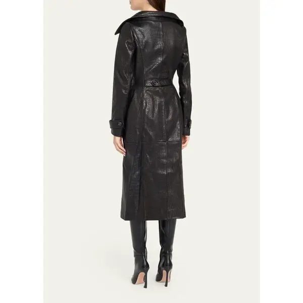 SERGIO HUDSON Croc-embossed Leather Trench Coat