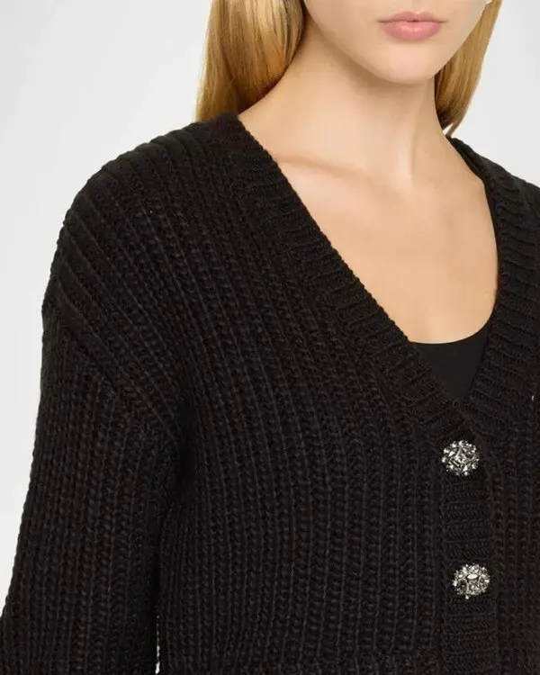 Cinq À Sept Krissi Feather-trim Cardigan - Black/smok