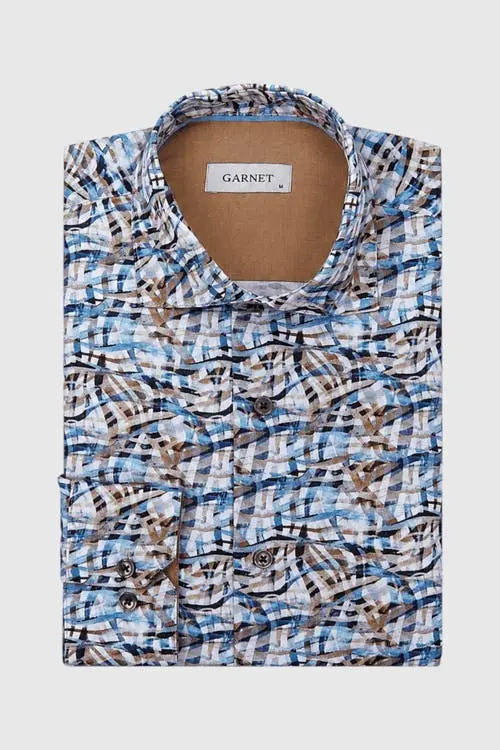 GARNET Regular-fit Abstract Print Long-sleeve Shirt