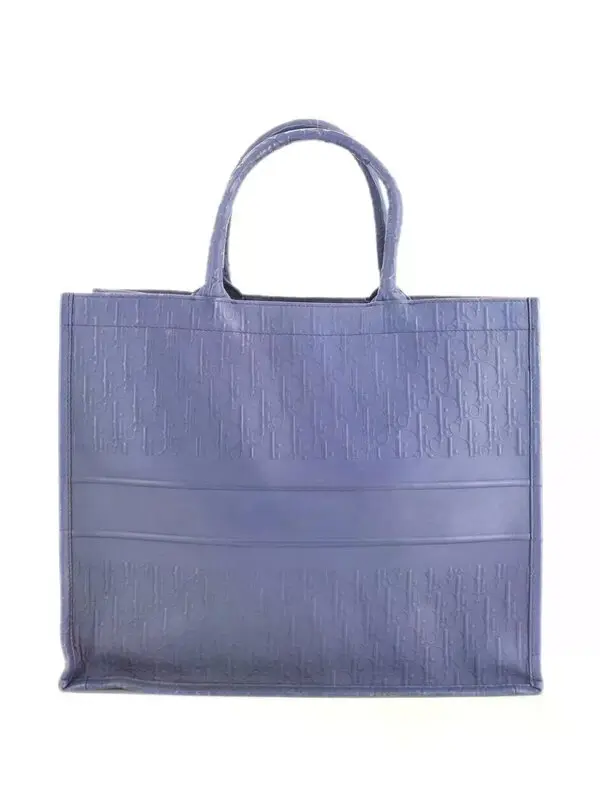 Dior Book Oblique Embossed Calfskin Large Tote Bag - Blue