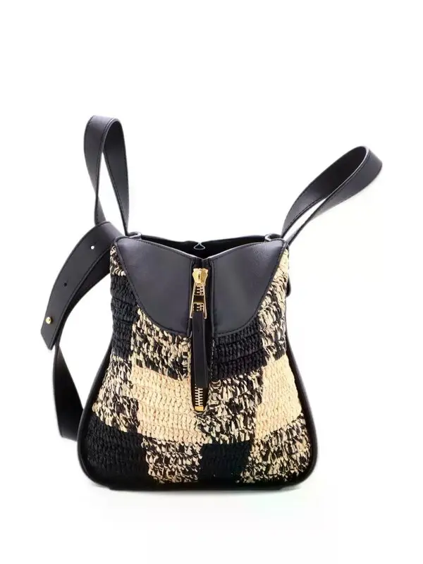 Loewe Paula's Ibiza Hammock Bag Raffia And Leather Compact Satchel