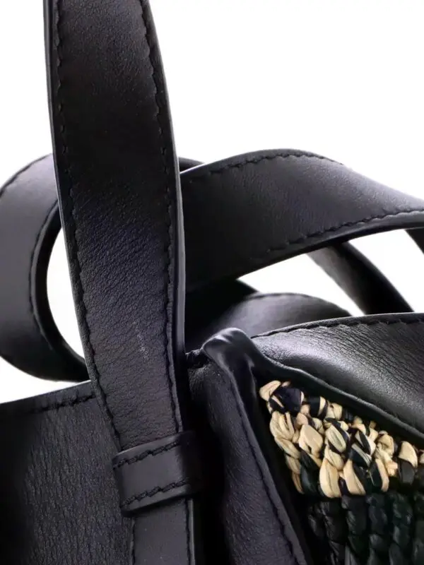 Loewe Paula's Ibiza Hammock Bag Raffia And Leather Compact Satchel