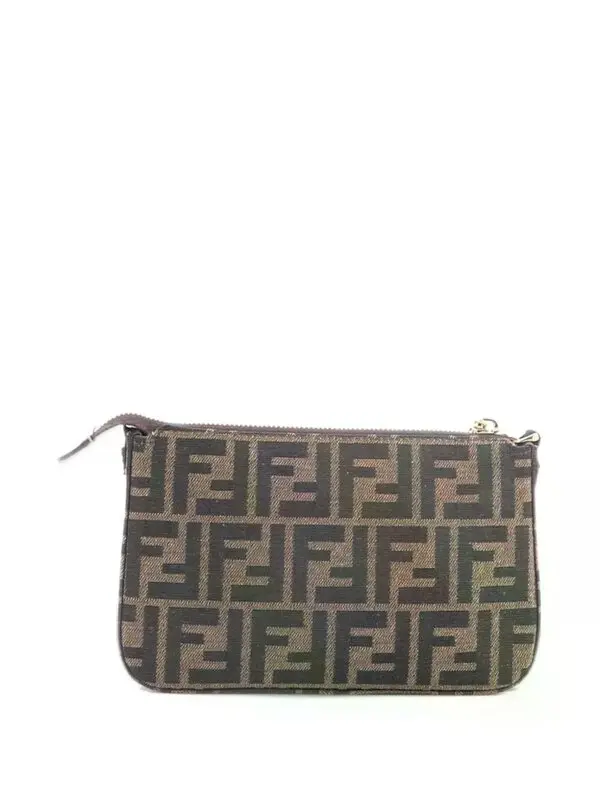 Fendi Baguette Pouch With Chain Zucca Canvas Shoulder Bag
