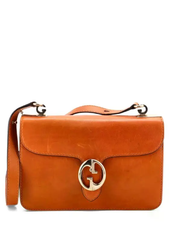 Gucci 1973 Flap Top Handle Bag Leather Medium Shoulder Bag - Brown