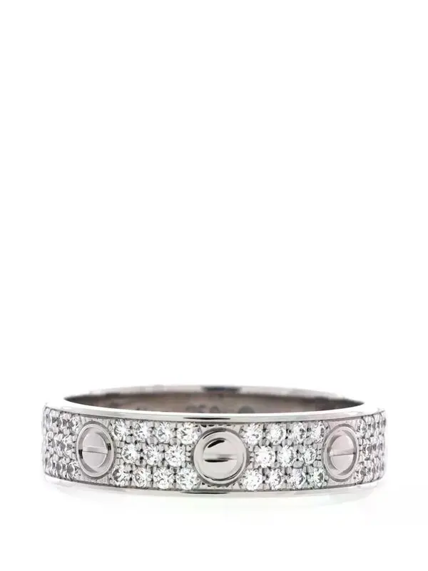Cartier Love Wedding Band Pave Diamonds 18k White Gold And Diamonds Ring - Silver