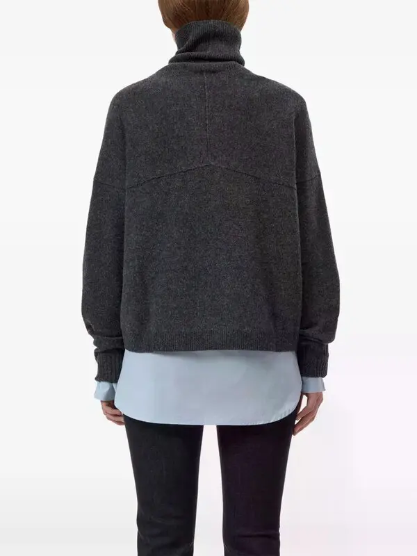 Closed Roll-neck Drop-shoulder Sweater