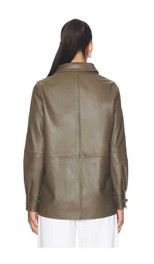 RÓHE Leather Pankou Closure Overshirt In Brown