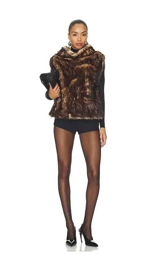UNREAL FUR Highlander Faux Fur Vest In Brown