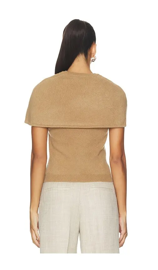 Simkhai Yuki Short Sleeve Cape Top In Brown - Camel