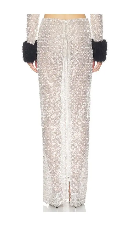 BRONX BANCO Embellished Maxi Skirt In Grey