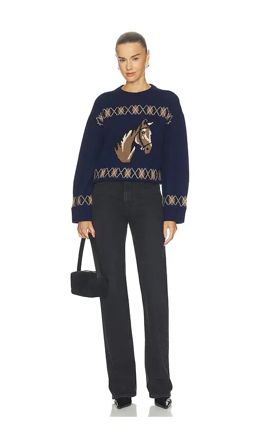Tularosa Darya Horse Crew Neck Sweater In Navy