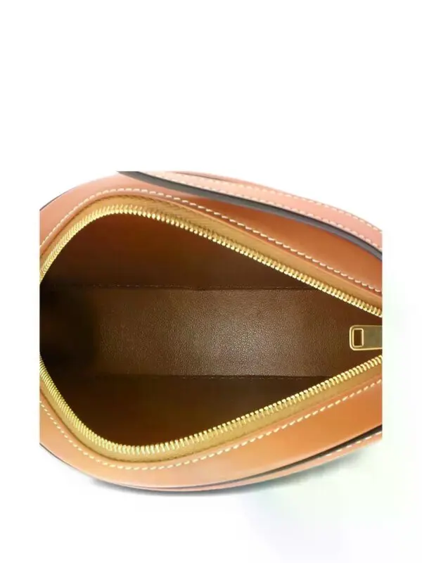 Celine Triomphe Oval Leather Mini Crossbody Bag - Brown