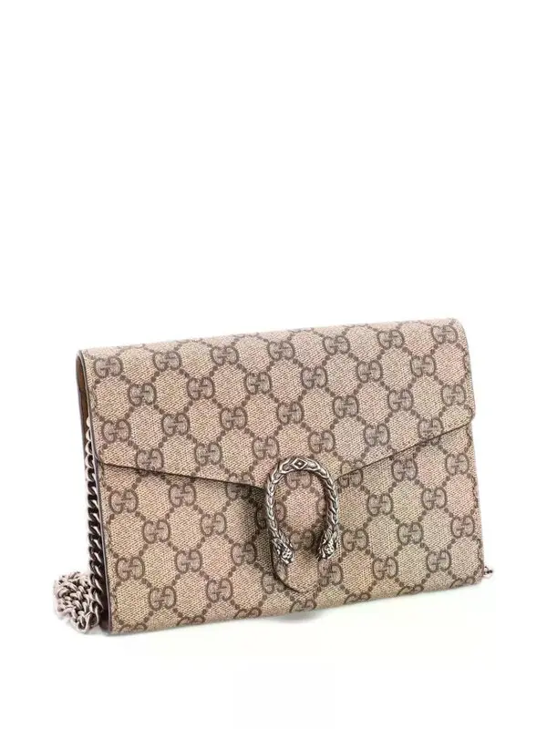 Gucci Dionysus Chain Wallet Gg Coated Canvas Small Crossbody Bag - Brown
