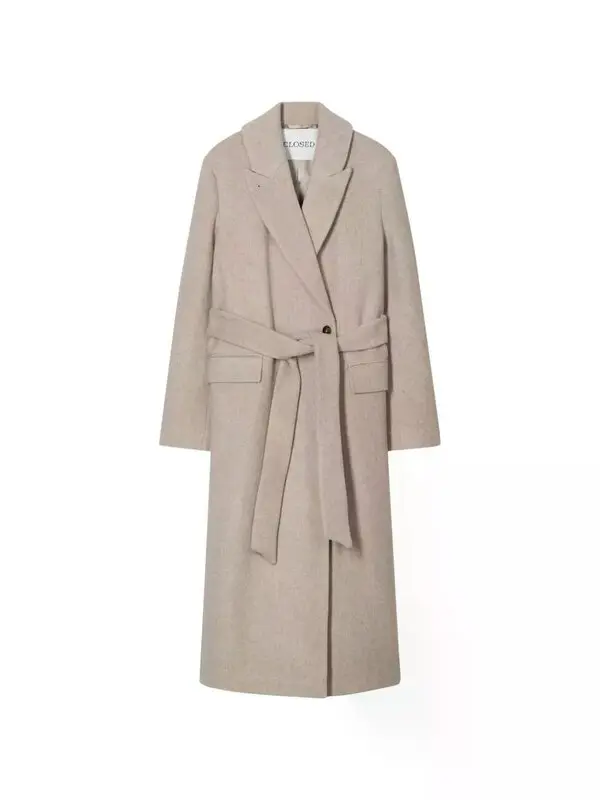 Closed Belted Notch-lapels Coat