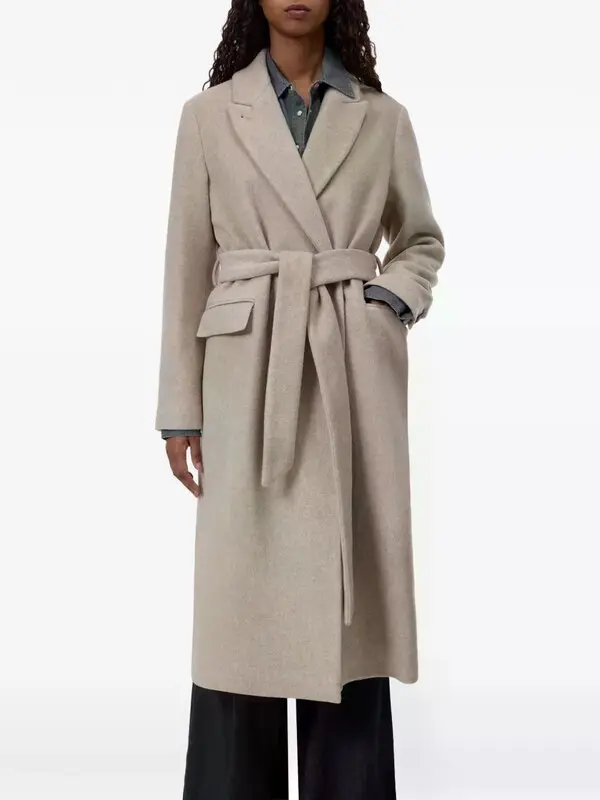 Closed Belted Notch-lapels Coat