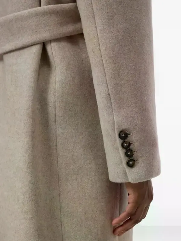 Closed Belted Notch-lapels Coat