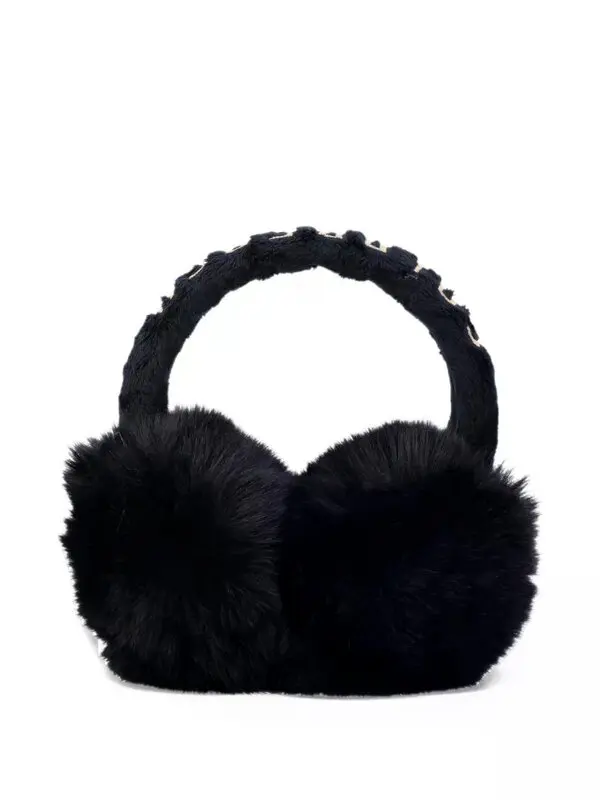 Goldbergh Fluffy Faux-fur Logo-embroidered Earmuffs - Black