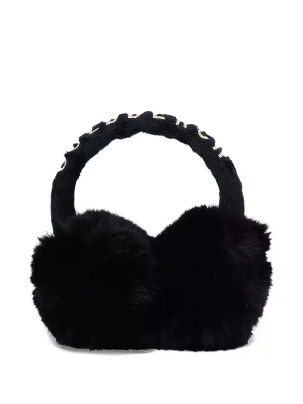 Goldbergh Fluffy Faux-fur Logo-embroidered Earmuffs - Black