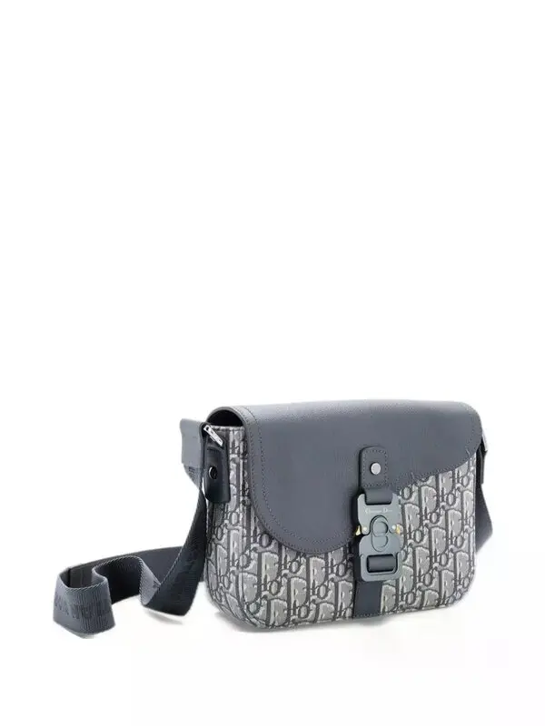 Dior Saddle Buckle Flap Messenger Bag Oblique Canvas And Leather Medium Crossbody Bag
