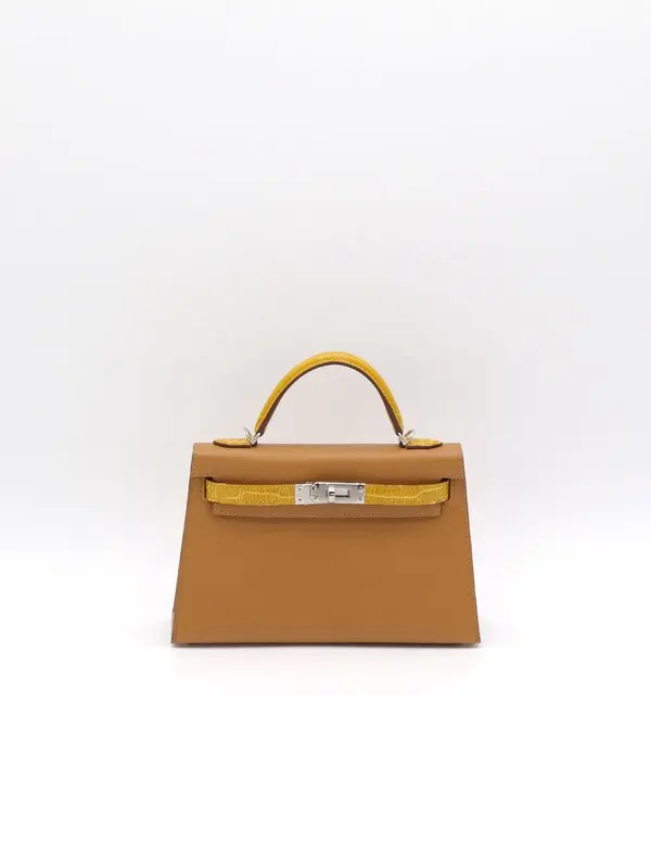 Hermès Mini Kelly Touch Sesame/jaune Ambre Madame/shiny Alligator Palladium Hardware