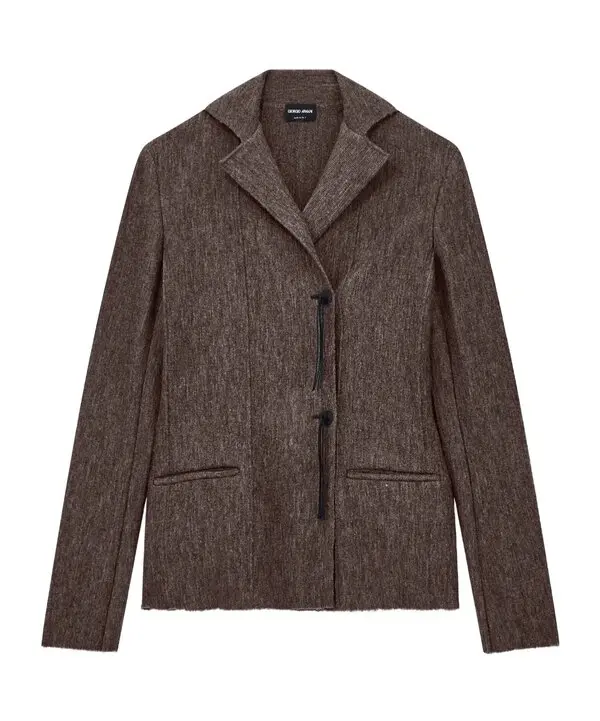 Giorgio Armani Tassel Wool Jersey Blazer - Camel