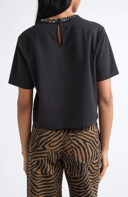 Veronica Beard Sebastian Embellished Jewel Neck T-shirt