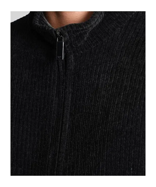 Emporio Armani Ribbed-knit Zip-up Jacket