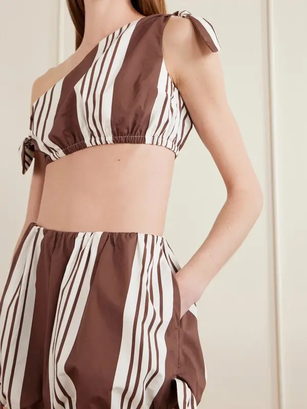 Posse Rosie Knotted Striped Cotton-poplin Shorts