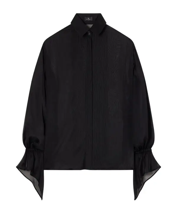 Etro Pintucked Silk-chiffon Shirt - Black