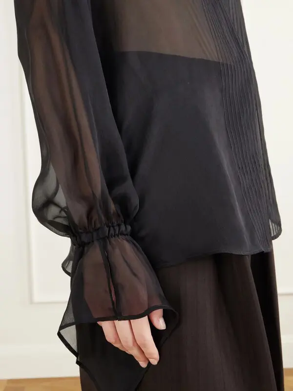 Etro Pintucked Silk-chiffon Shirt