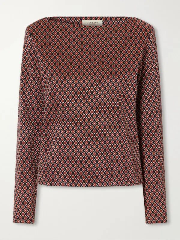Giuliva Heritage Diamond-jacquard Stretch-jersey Top