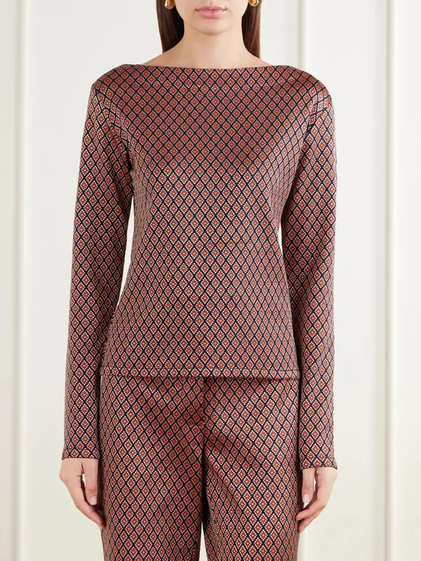 Giuliva Heritage Diamond-jacquard Stretch-jersey Top