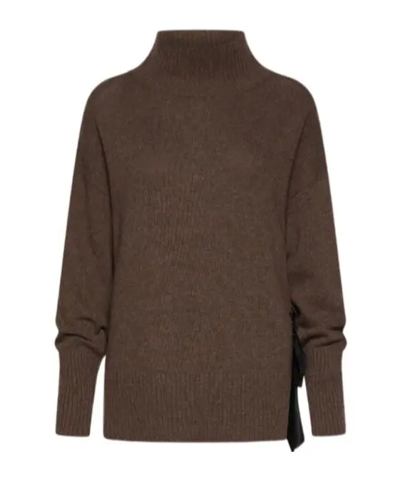 Marella Cashmere-blend Mock Polo Neck Jumper With Silk Sash