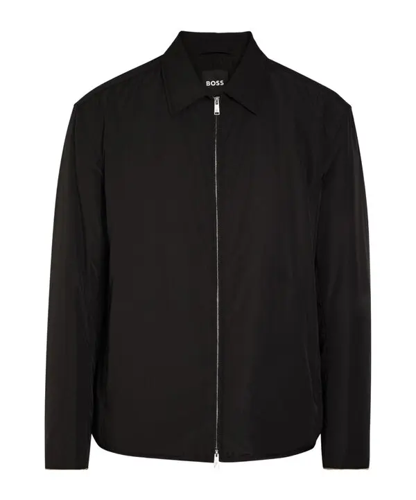 Hugo Boss Lapelled Padded Shirt-style Coat - Black