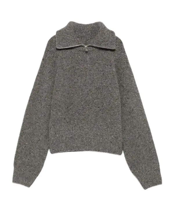 Samsøe Samsøe Saamandy Half-zip Flecked Sweater - Gray