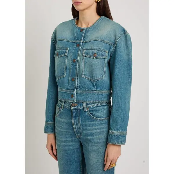 Chloé Round-neck Short Denim Jacket