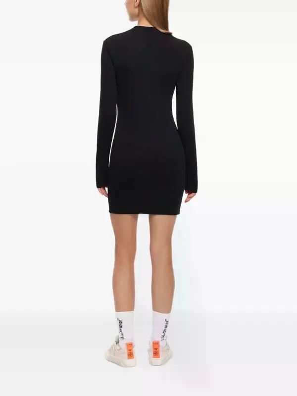 L/AB C/O OFF-WHITE Ribbed Long-sleeve Midi Dress
