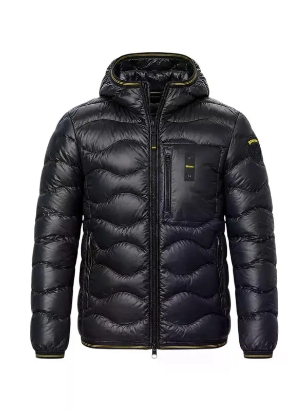 BLAUER. Wave Quilted Hooded Jacket - Blue