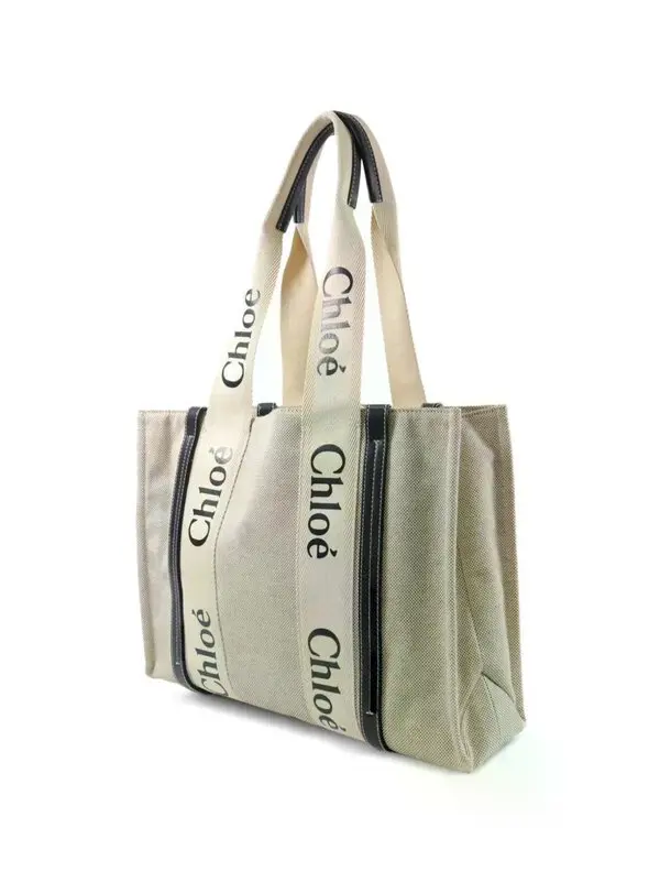 Chloé Medium Woody Canvas Tote Bag - Neutrals