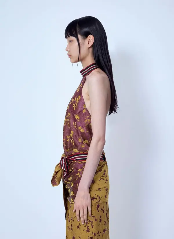 Dries Van Noten Halter Neck Floral Blouse