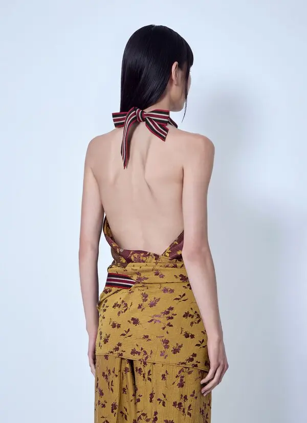 Dries Van Noten Halter Neck Floral Blouse